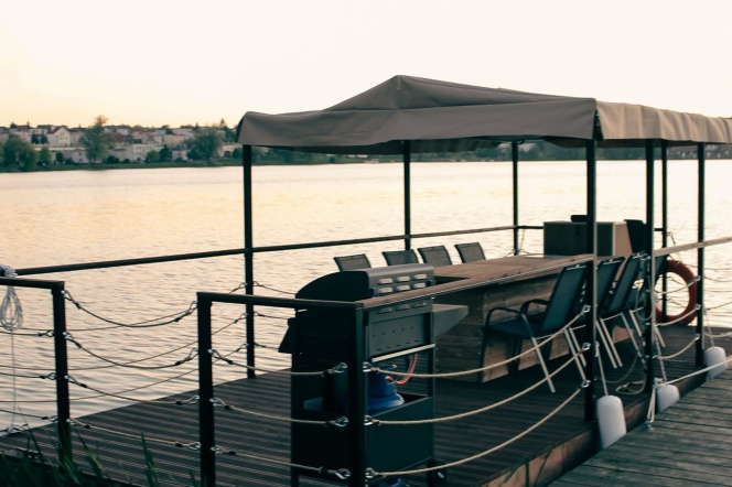 Students created a floating platform on which you can ... have a ...