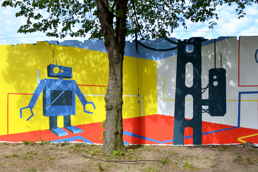 A mural was created on the Gdańsk Tech campus to celebrate the 70th ...