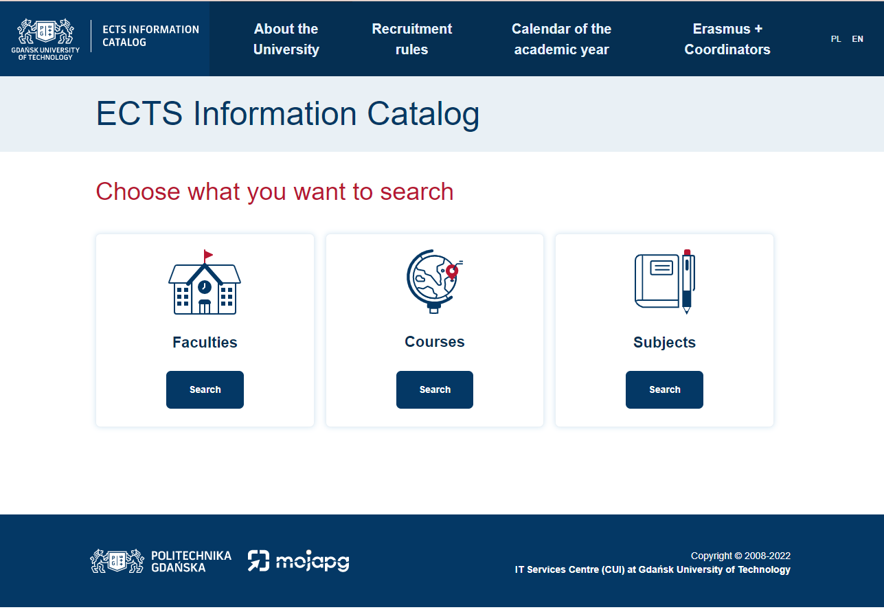 New ECTS Information Catalog | Gdańsk University of Technology